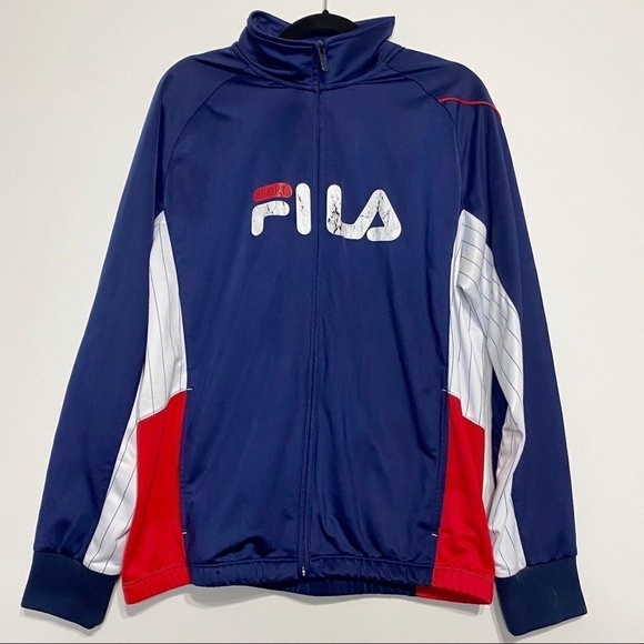Fila | Jackets & Coats | Fila Large Logo Red White Blue Jacket | Poshmark